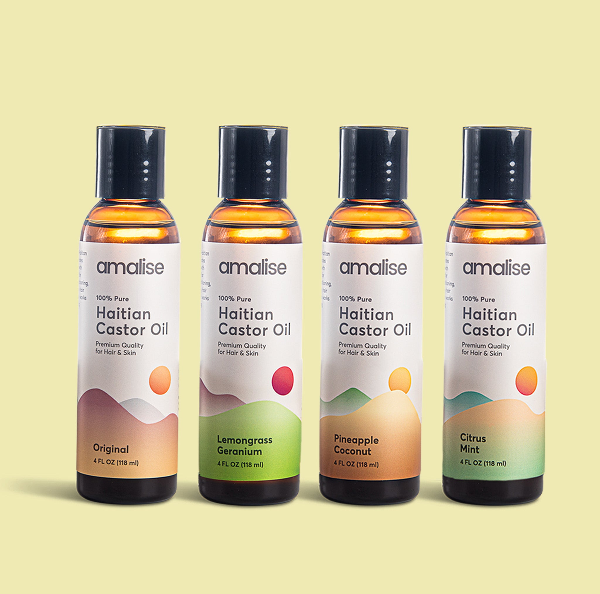 Haitian Black Castor Oil Variety Pack | 4 Scents | Amalise